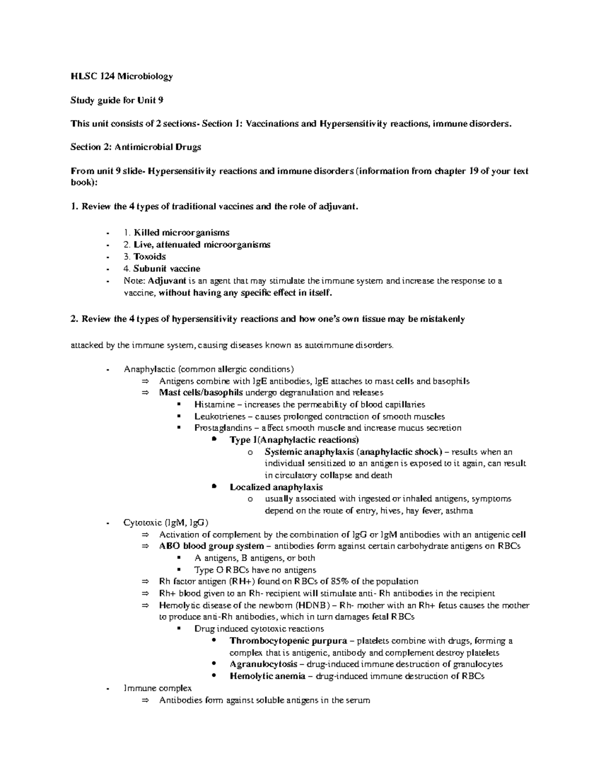 HLSC 124 Microbiology - Lecture notes 1 - HLSC 124 Microbiology Study ...