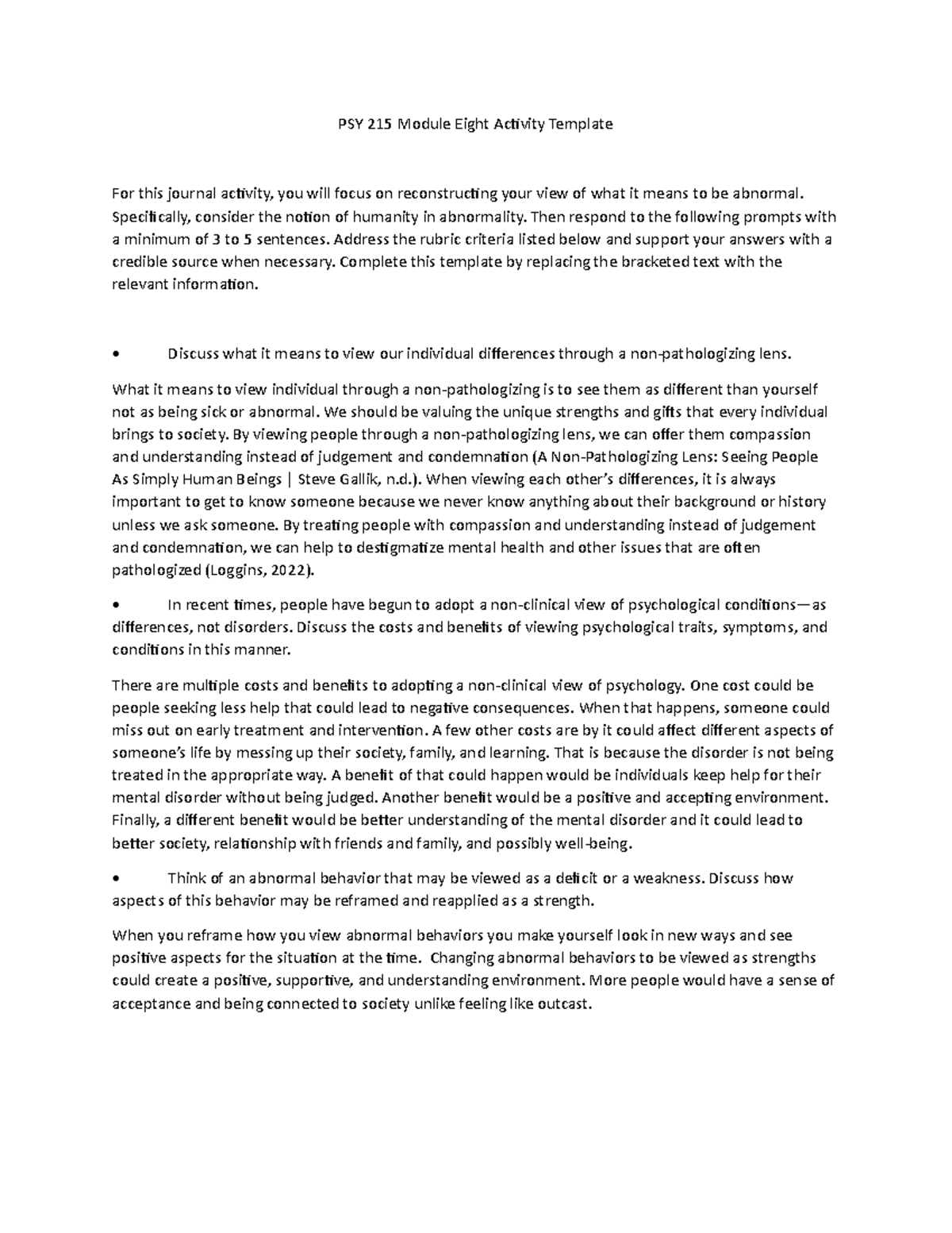 PSY 215 Final - PSY 215 Module Eight Activity Template For this journal ...