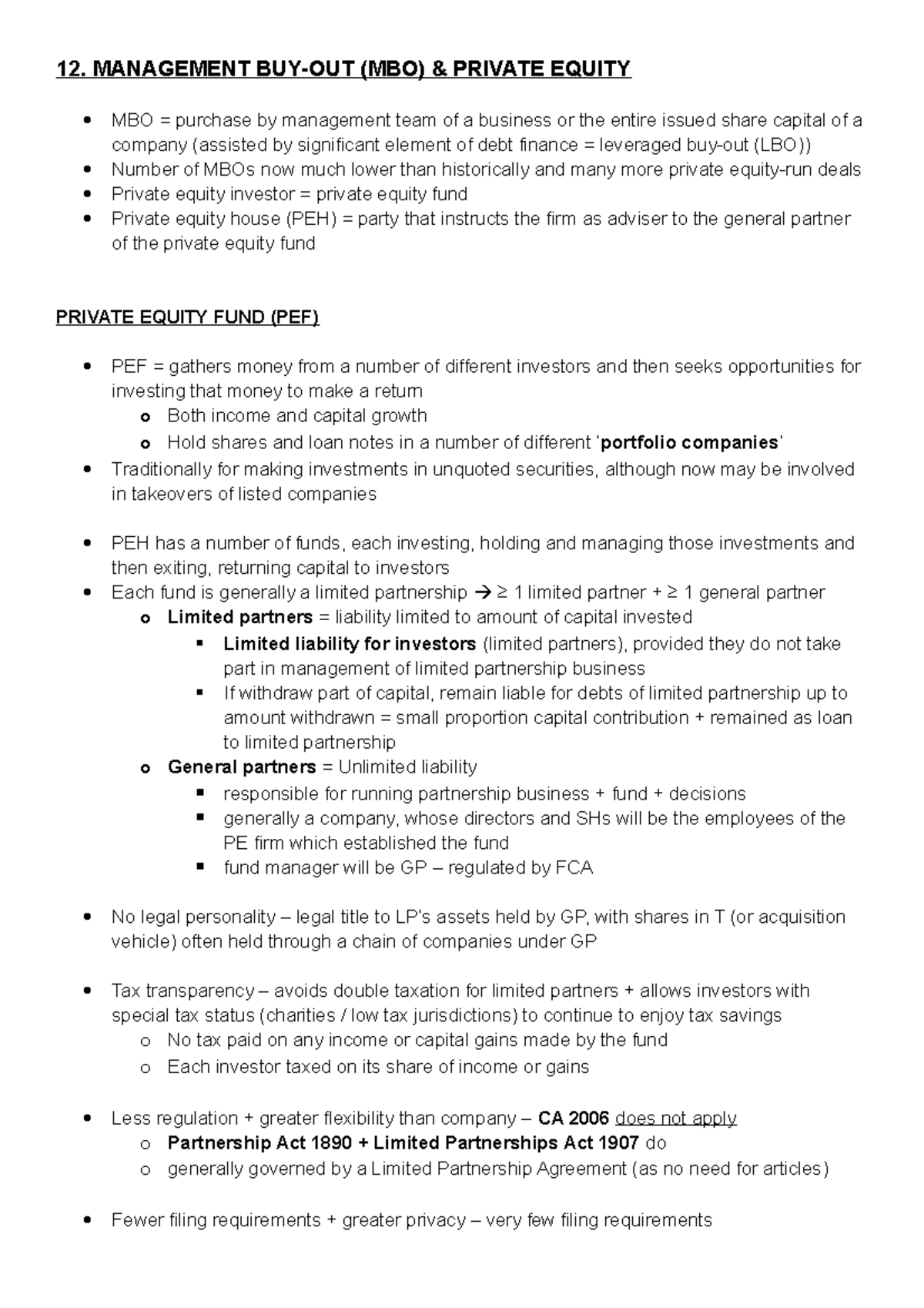 12 MBO and Private Equity - 12. MANAGEMENT BUY-OUT (MBO) & PRIVATE ...