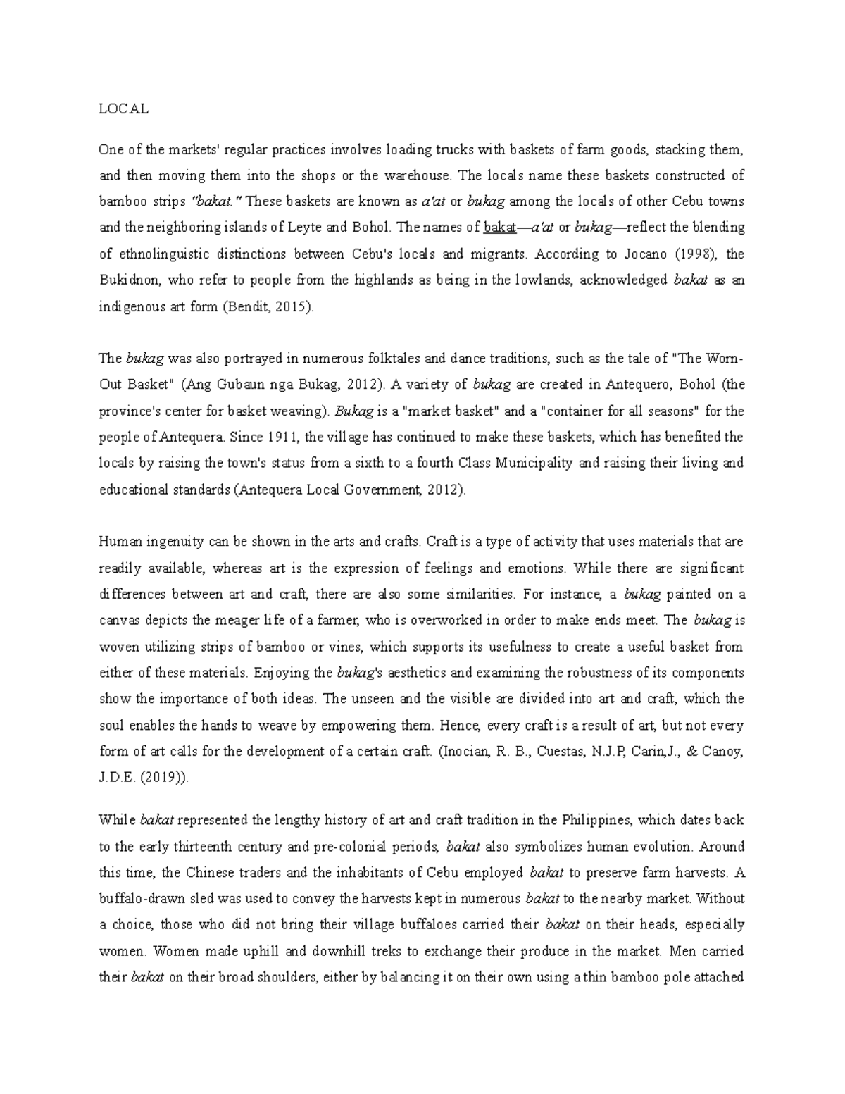 Introduction - Local - research for hum - LOCAL One of the markets ...