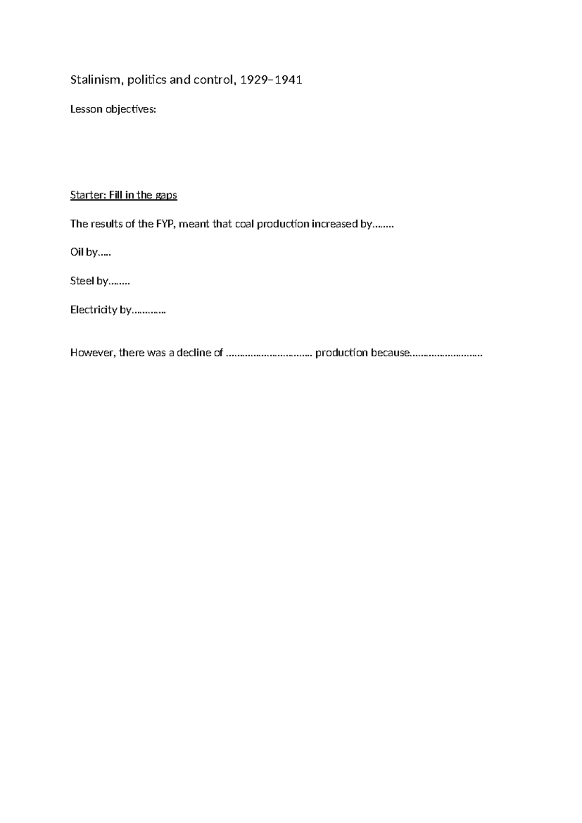 Stalinism - revision on stalninism - Stalinism, politics and control ...