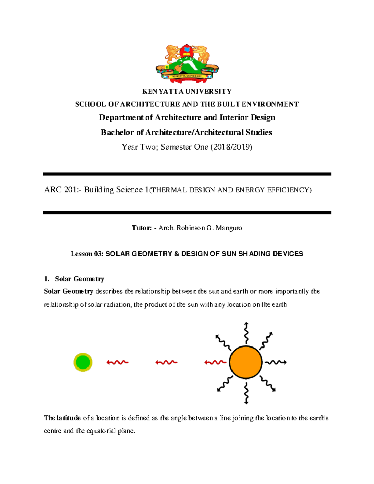 Lesson 03 - lecture notes - KENYATTA UNIVERSITY SCHOOL OF ARCHITECTURE ...