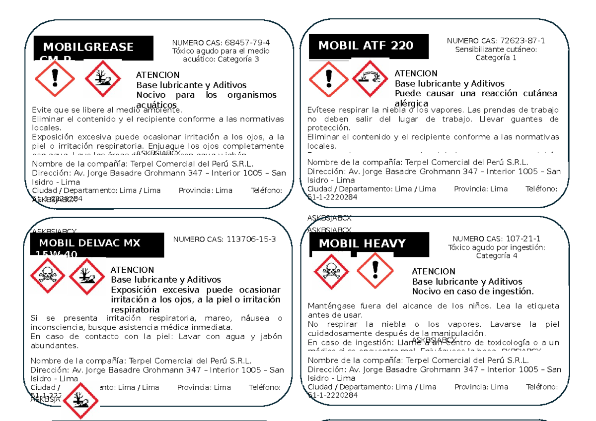 Etiquetado SGA - Evite que se libere al medio ambiente. Eliminar el ...