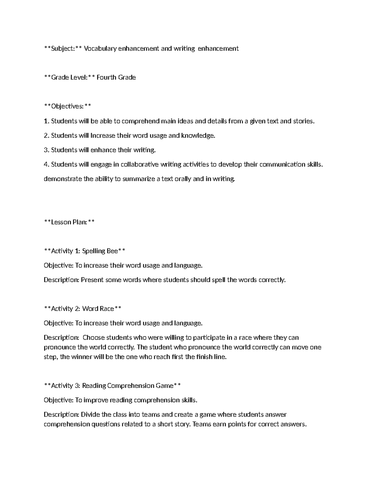 Discussion - Subject: Vocabulary enhancement and writing enhancement ...