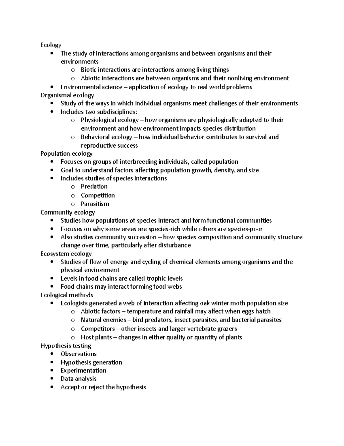 Ch 54 - ch 54 - Ecology The study of interactions among organisms and ...