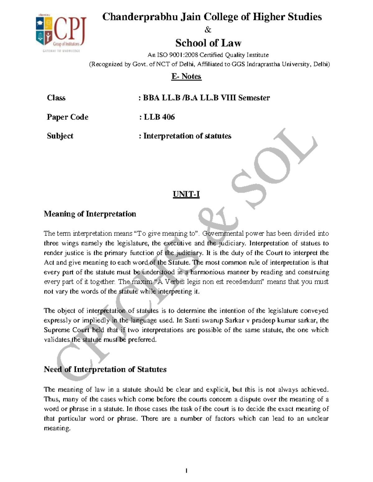 Unit-1-IOS - Detailed syllabus of IOS Unit 1 - & School of Law An ISO 9001:2008 Certified - Studocu