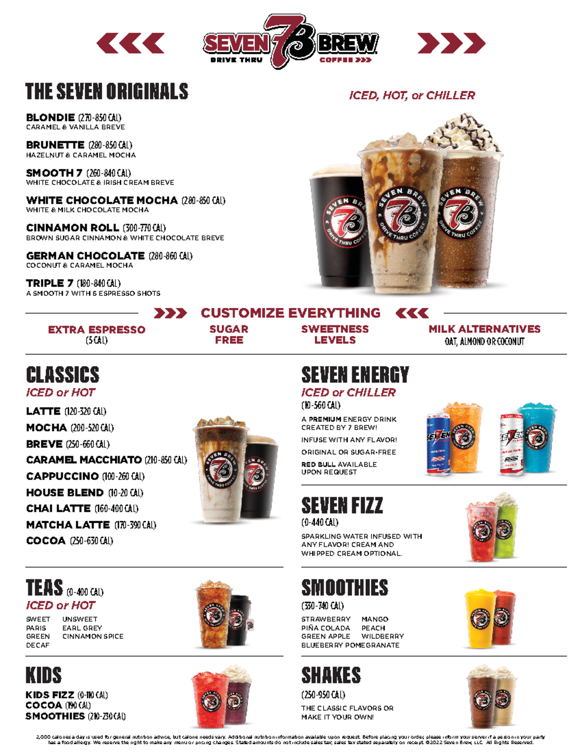 7brew full menu - n/a - THE SEVEN ORIGINALS ICED, HOT, or CHILLER SEVEN ...