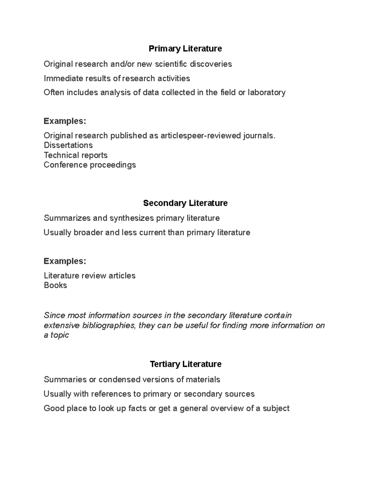 Primary secondary tertiary graphic text only - Health 311 - Health ...
