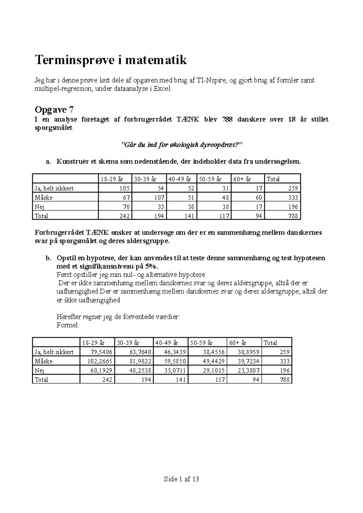 Terminsprøve matematik - Terminsprøve i matematik Jeg har i denne prøve ...