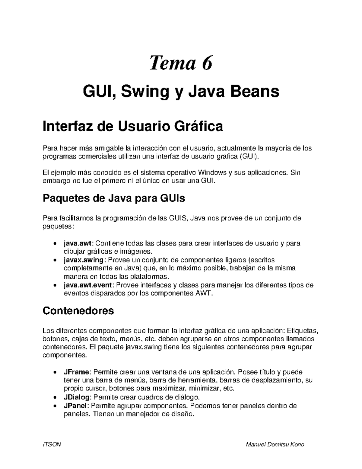 7 Tema 6 - GUI, Swing y Java Beans - Tema 6 GUI, Swing y Java Beans ...