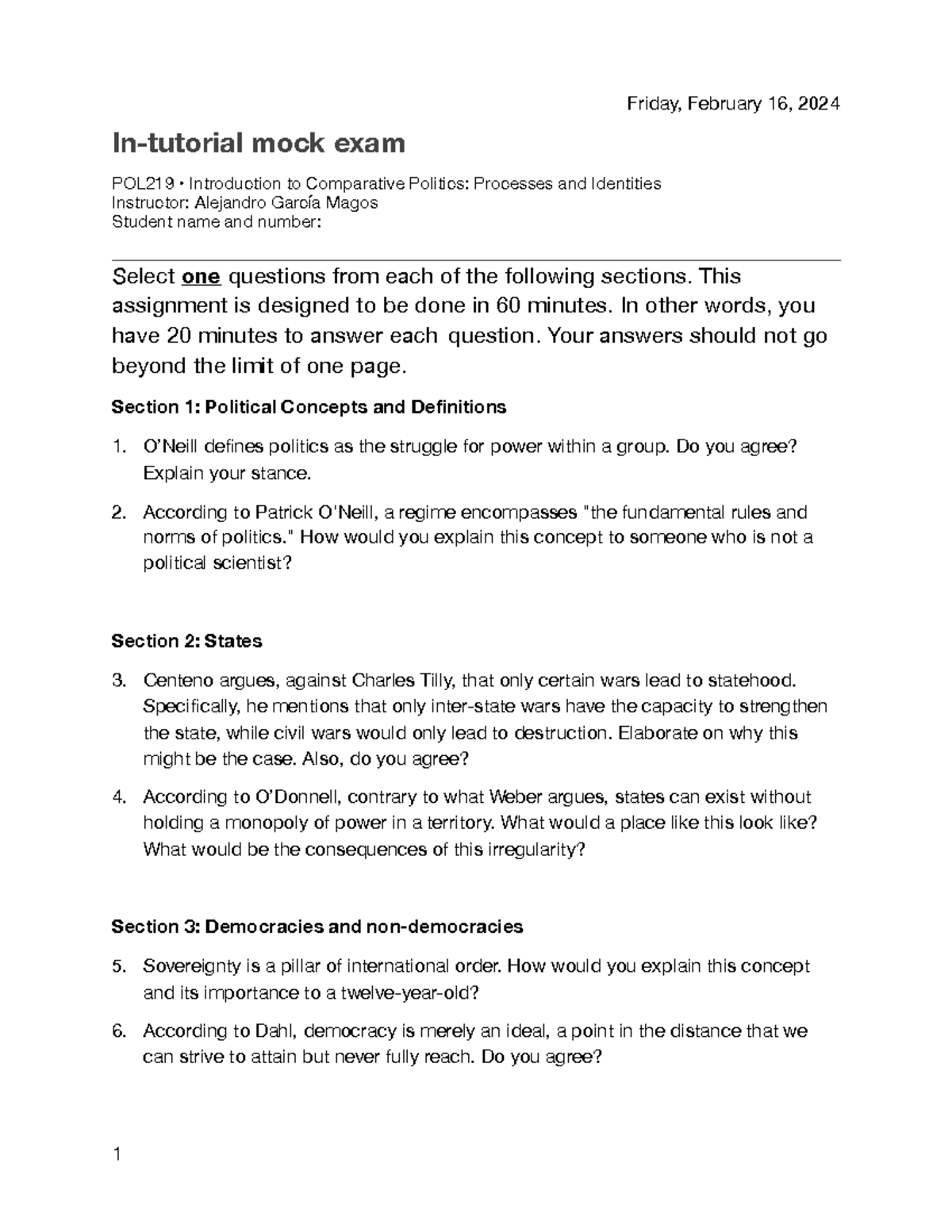 Midterm mock-1 - amazing - Friday, February 16, 2024 In-tutorial mock ...