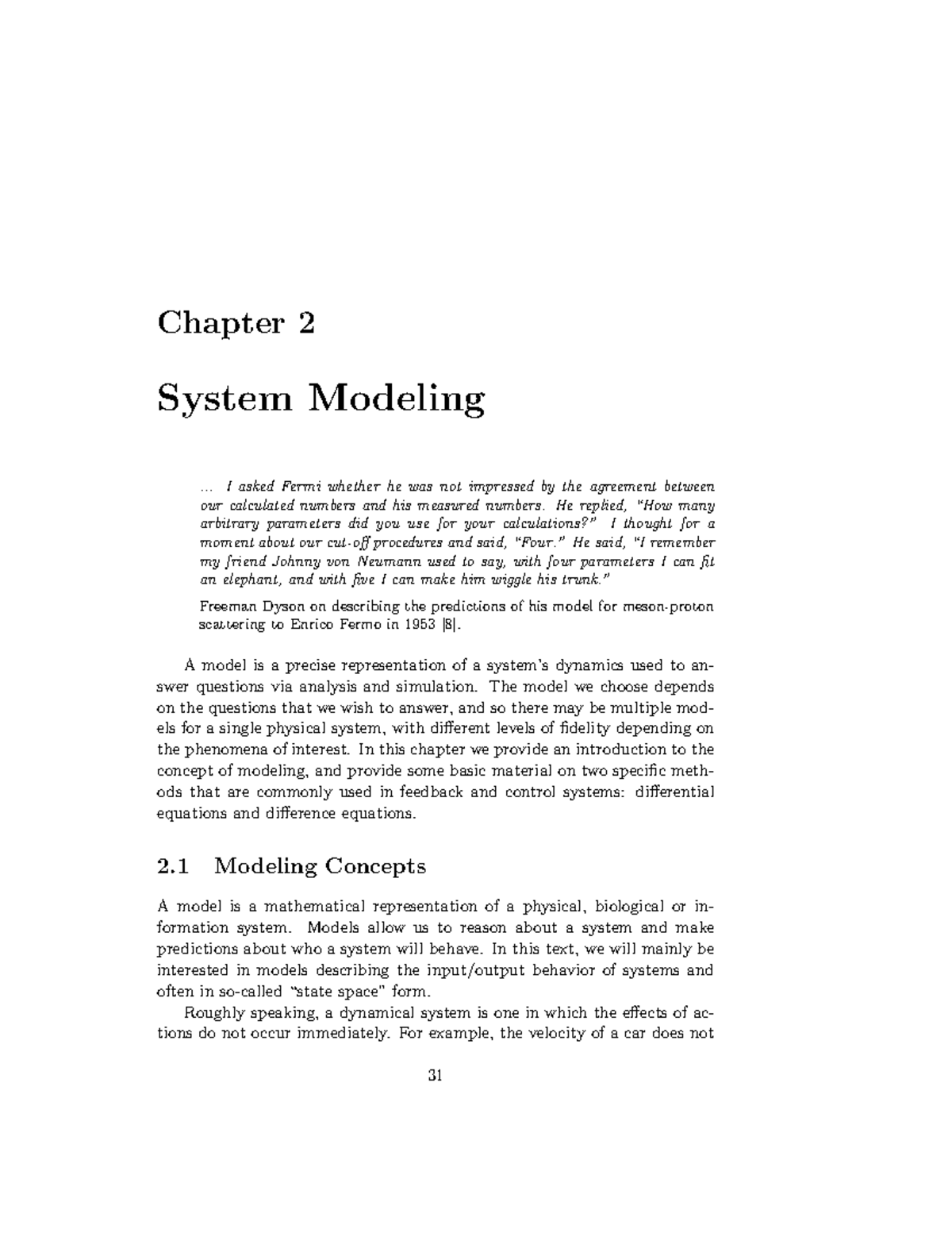 Design notes 1 - Chapter 2 System Modeling ... I asked Fermi whether he ...