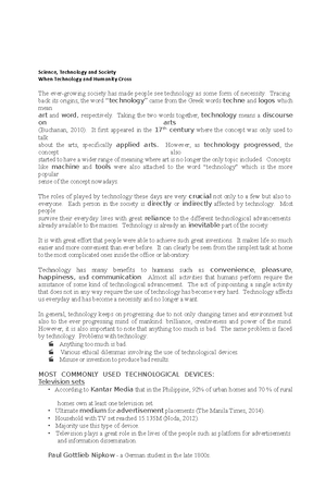 Handout Introduction to STS - Science, Technology and Society Introduction to Science ...