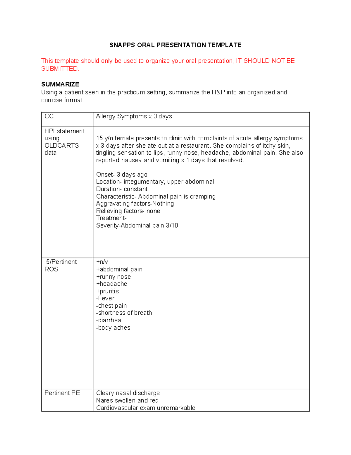 FNP NR511 Snapps Template for Oral Presentation 09-2019 - SNAPPS ORAL ...