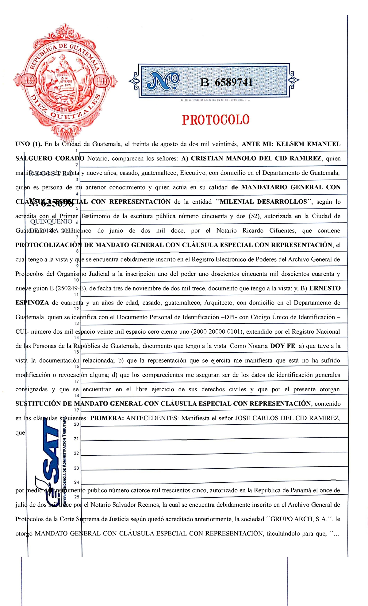 Mandato General CON Clausula Especial - UNO (1). En la Ciudad de ...