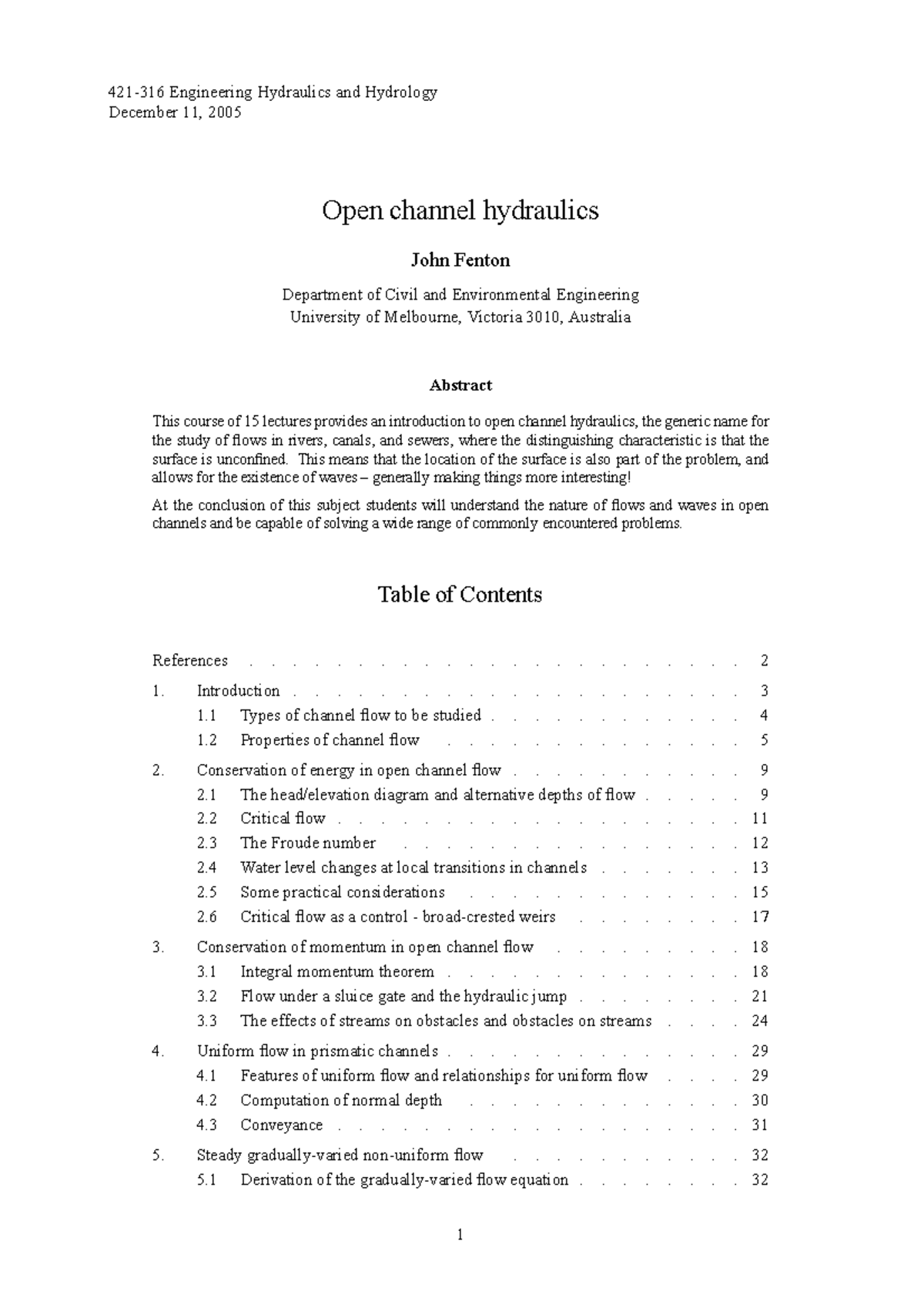 Open-Channel-Hydraulics - 421-316 Engineering Hydraulics and Hydrology ...