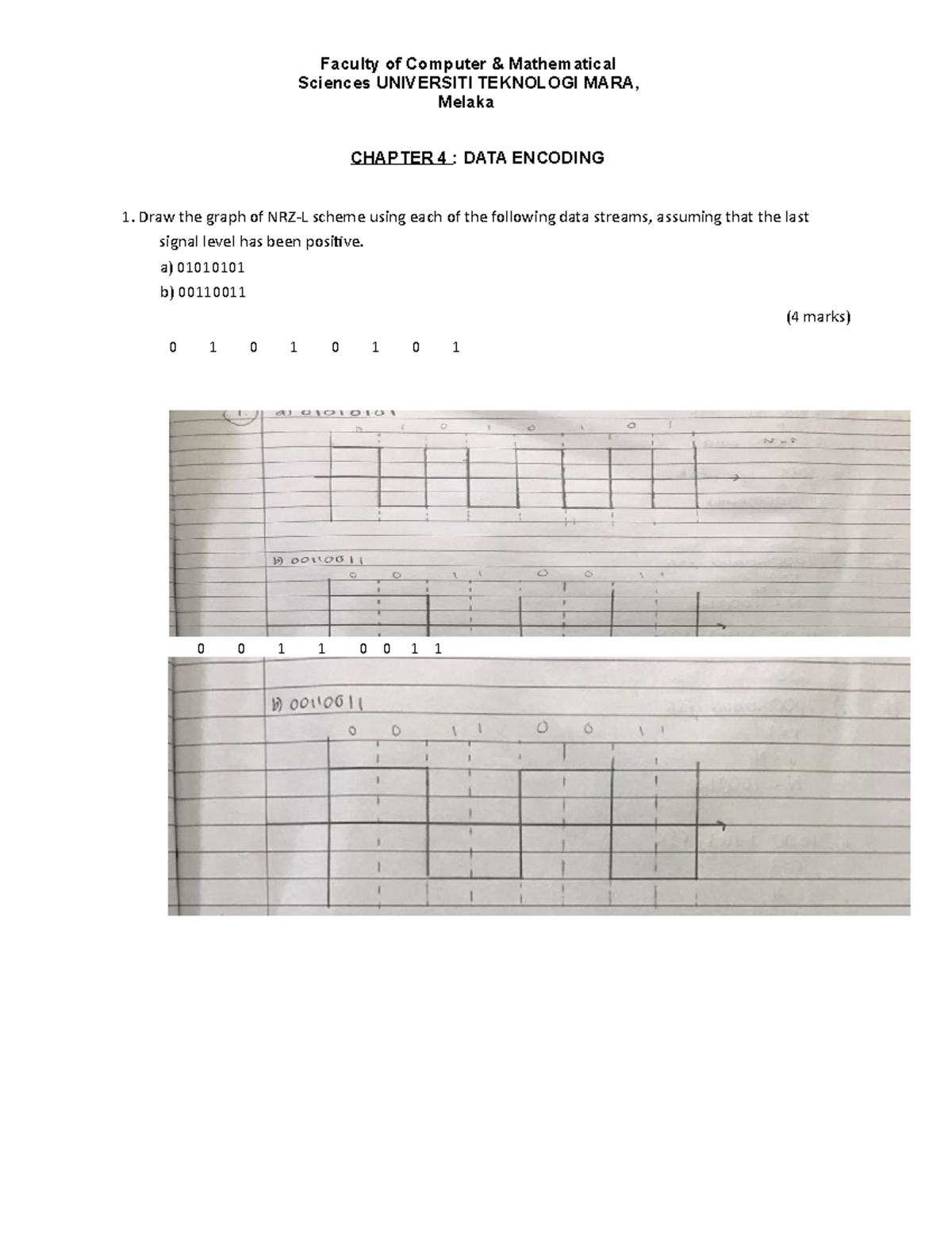 LAB Exercise 4 DATA Encoding - Faculty of Computer & Mathematical ...