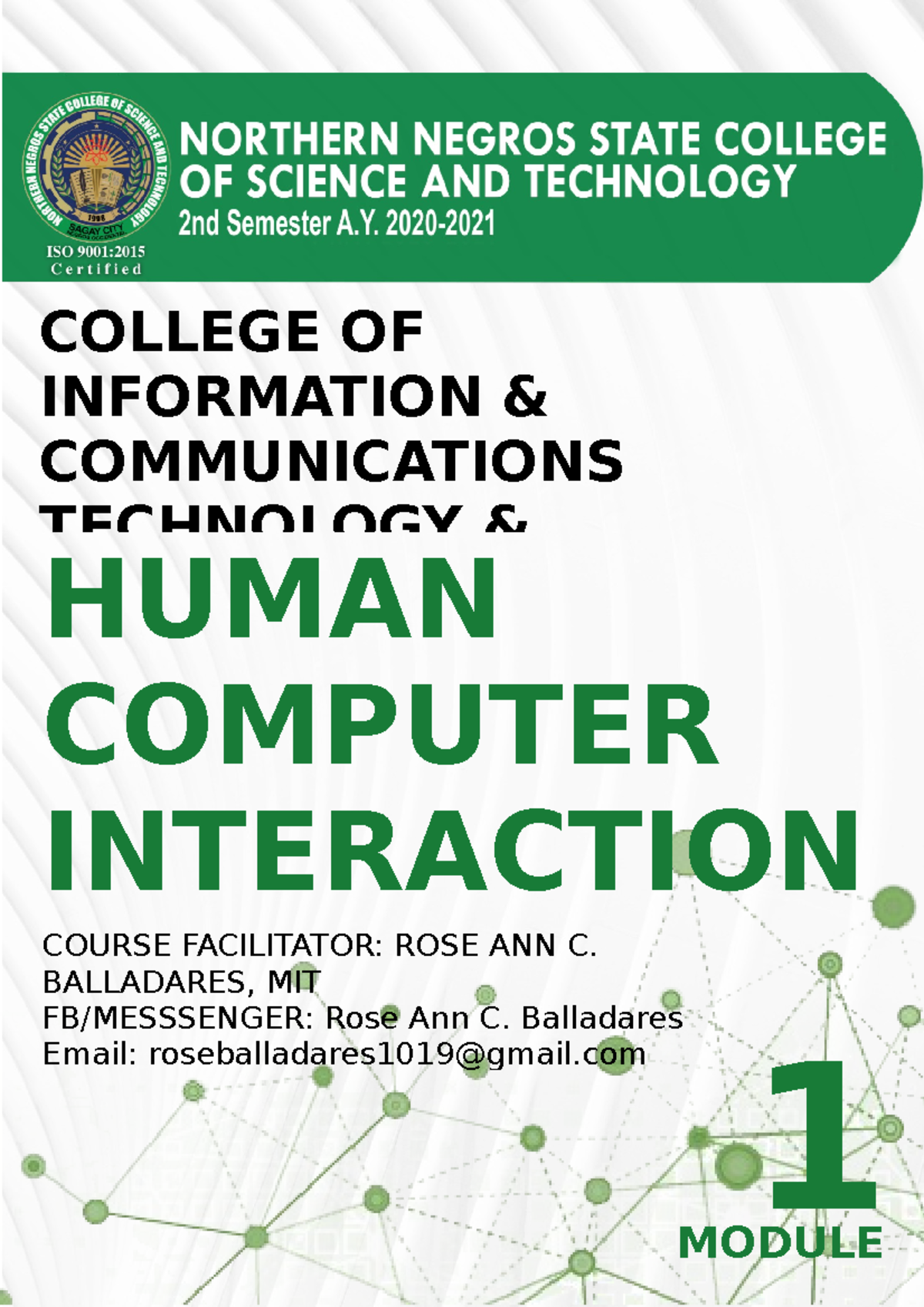 Human Computer Interaction 2-Module 1 Lesson 1 - COLLEGE OF INFORMATION ...