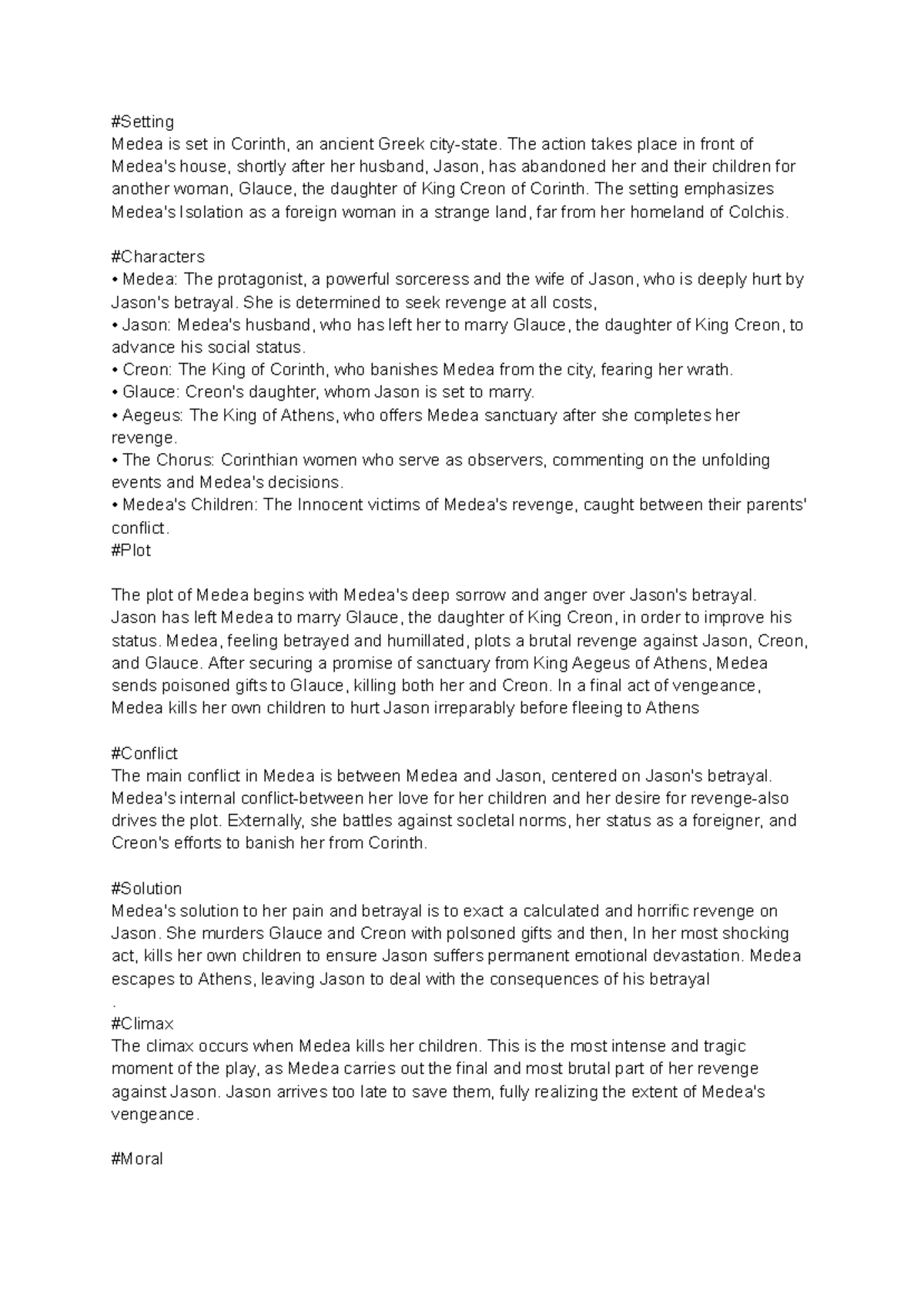 Medea - Story - #Setting Medea is set in Corinth, an ancient Greek city ...