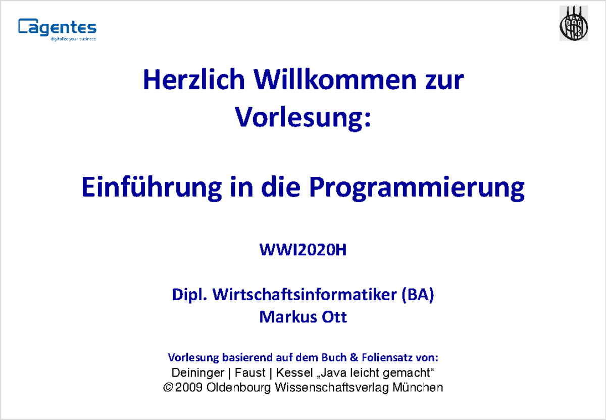 01 Einfuehrung Programmierung - Einführung in die Programmierung ...