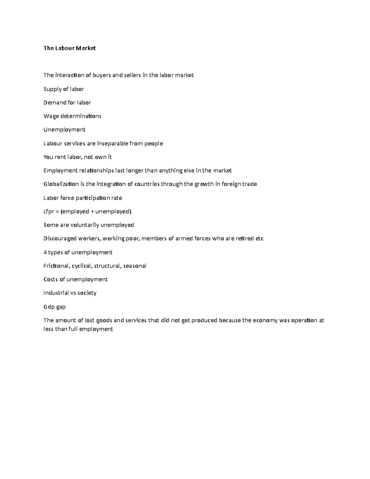 Document 5 - Lecture notes 5 - The Labour Market The interaction of ...