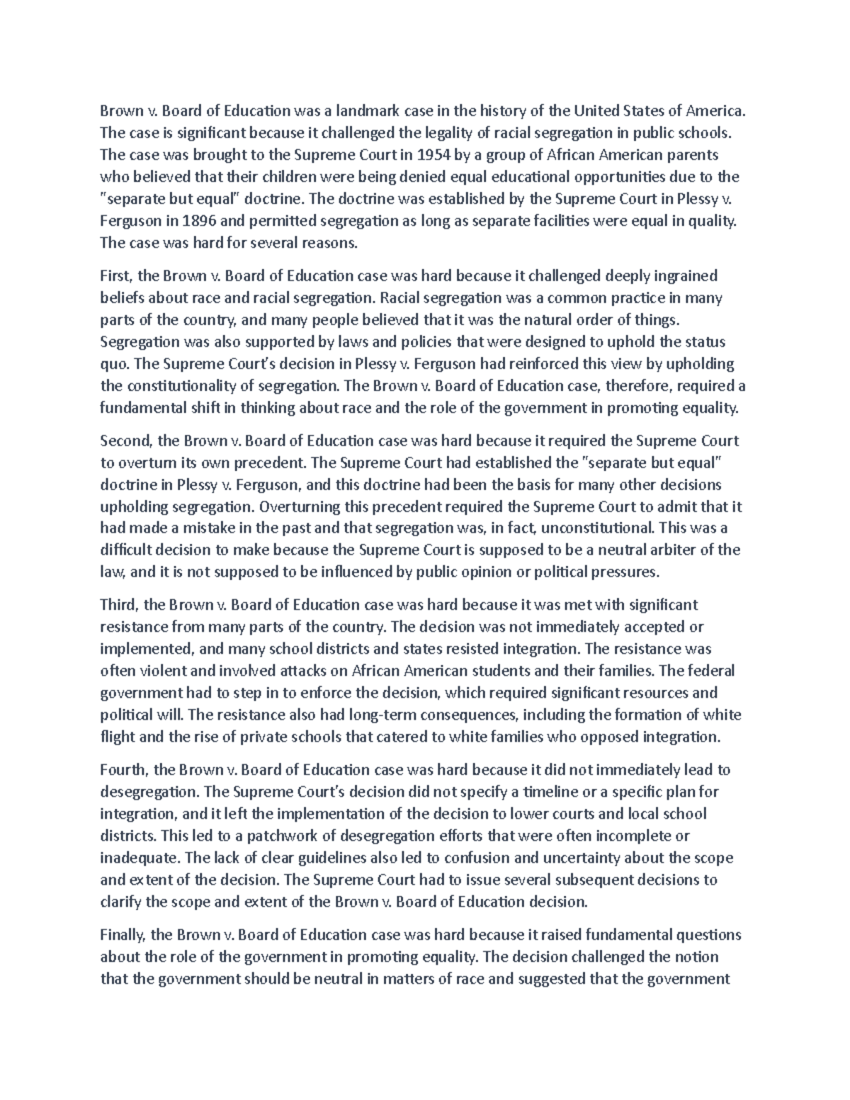 Why Brown v. Board of Education Was a Hard Case - Brown v. Board of ...