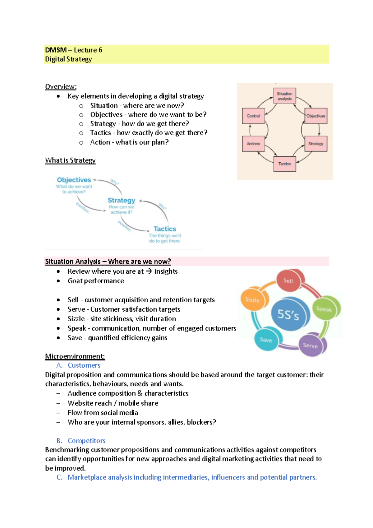 DMSM LEC 6 - Lecture notes 6 - DMSM – Lecture 6 Digital Strategy ...