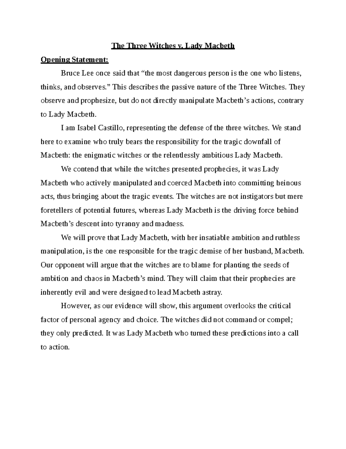 Witches v. Lady Macbeth 2024 ELA Final - Google Docs - The Three ...