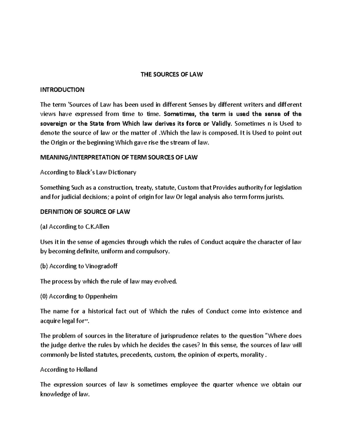 3a THE Sources OF LAW - THE SOURCES OF LAW INTRODUCTION The term ...