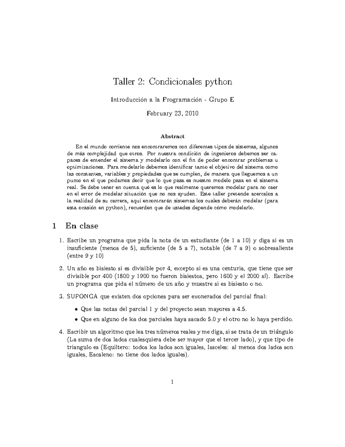 Varivera-taller 2 - Ejercicios Python condicionales - Taller 2 ...