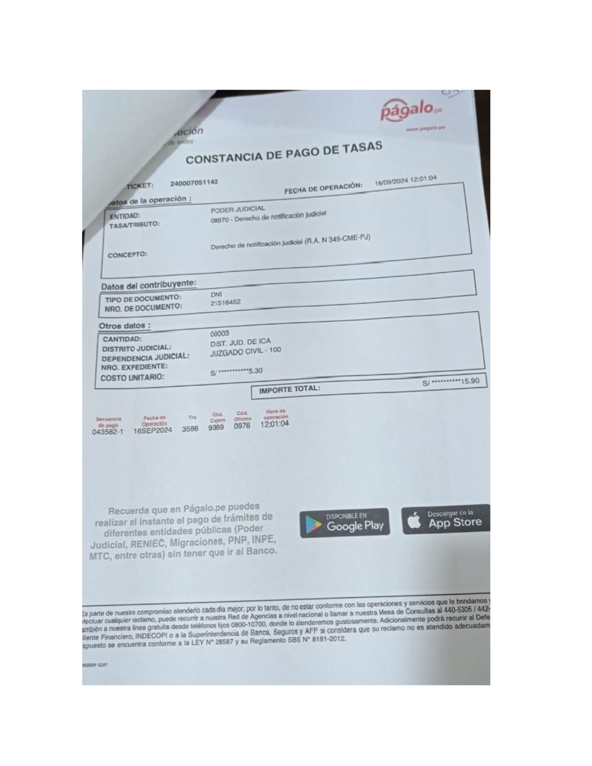 Anexos demanda guayabo 20-10-2024 - pagalo ación de todos CONSTANCIA DE PAGO DE TASAS TICKET ...