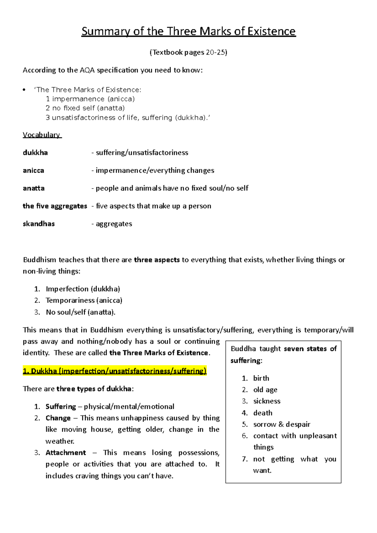 Three Marks of Existence Summary - Summary of the Three Marks of ...