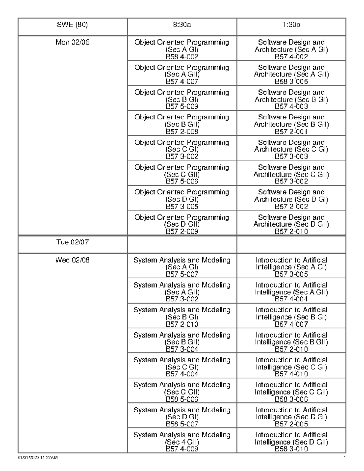 SWE New - this the source for software students - SWE (80) 8:30a 1:30p ...