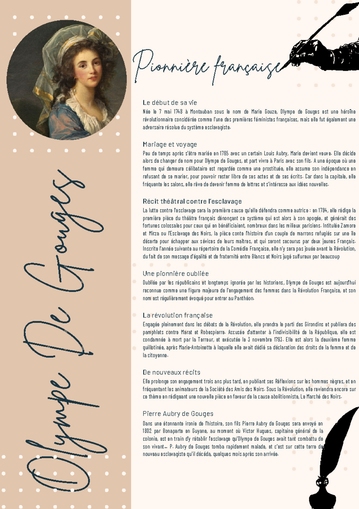 Biographie Olympe de Gouges - Olympe De Gouges Née le 7 mai 1748 à Montauban sous le nom de ...