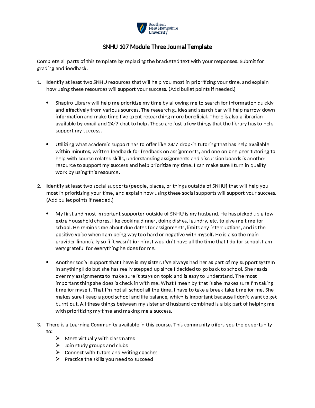 SNHU 107 Module Three Journal Template - SNHU 107 Module Three Journal ...