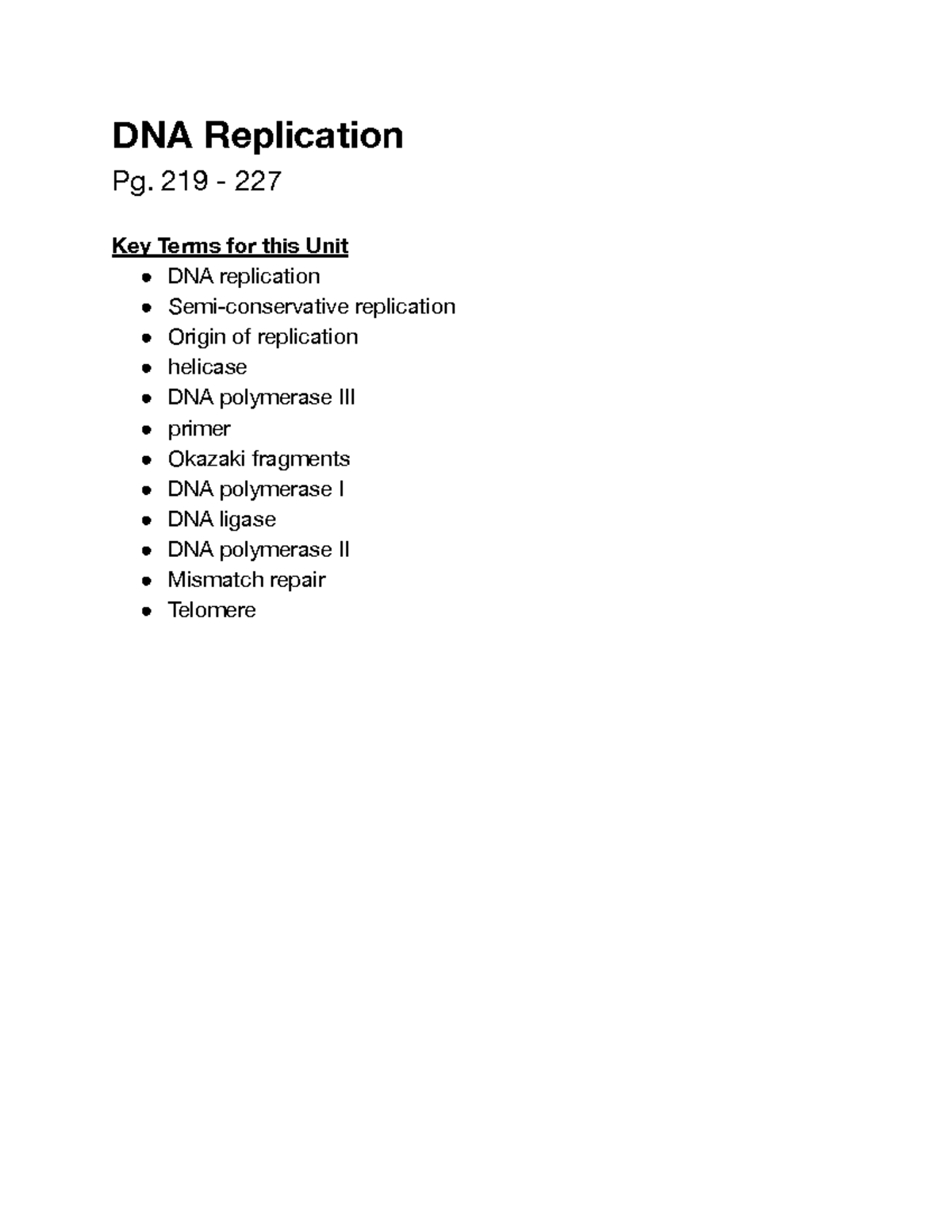 DNA Replication Notes - Google Docs - +5( 9LWSPJH[PVU ° 7N ° ° - Studocu