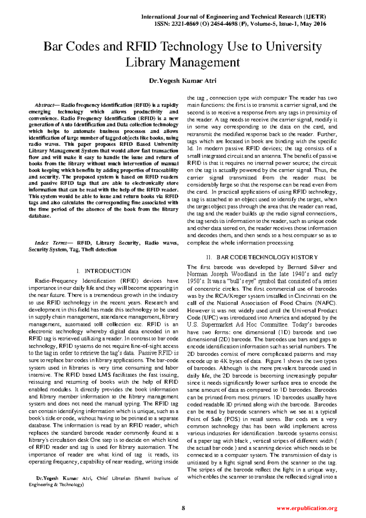 Barcode Based Attendance System for Library - International Journal of ...