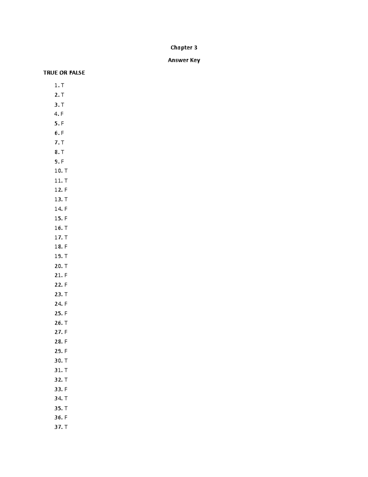 2021 Answer Chapter 3 - Chapter 3 Answer Key TRUE OR FALSE 1. T 2. T 3 ...