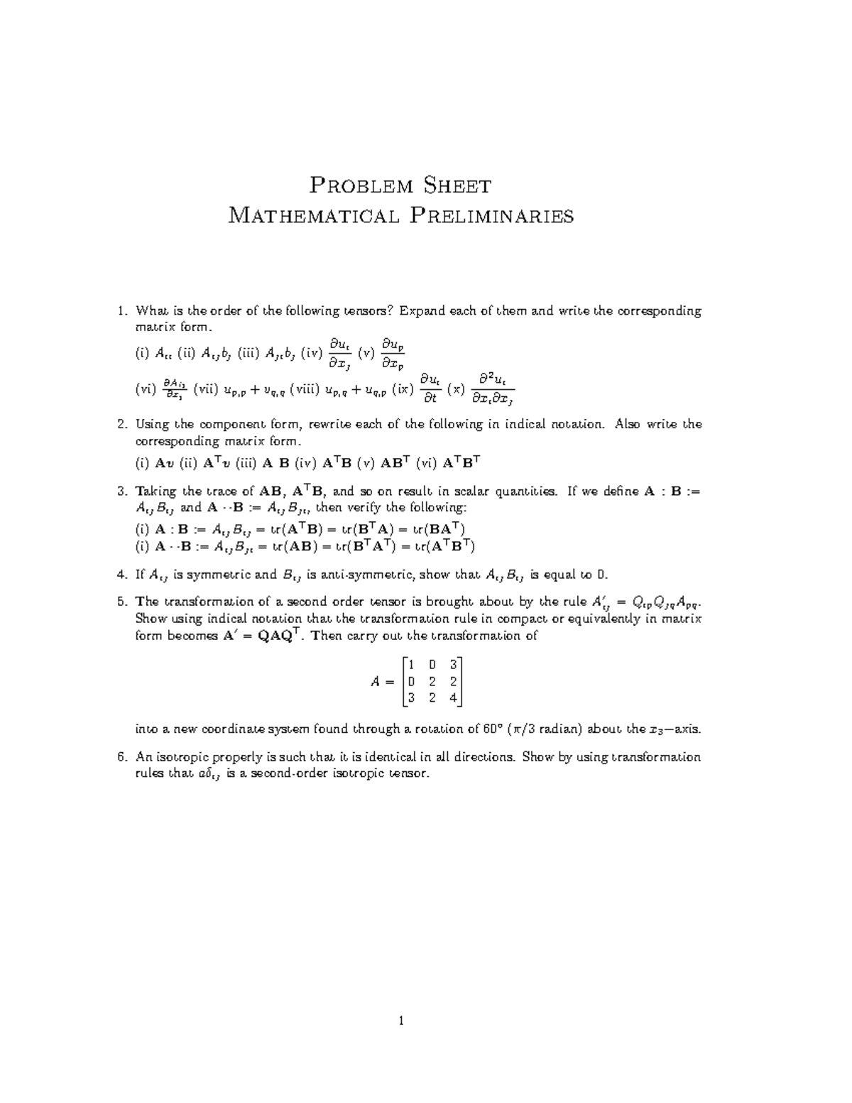 Sheet maths - Practice material shared by professor - Problem Sheet ...