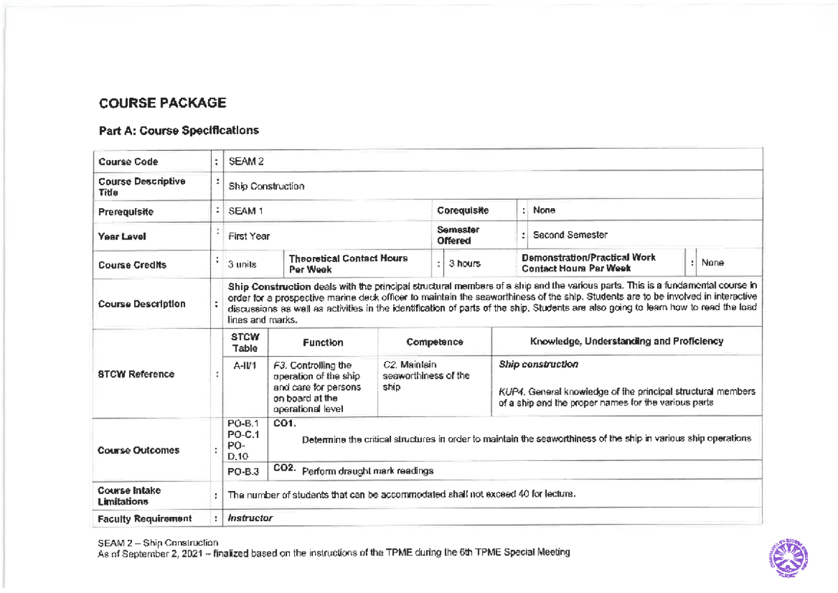 BSMT - SEAM2 ( Course Package) - marine engineering - Studocu