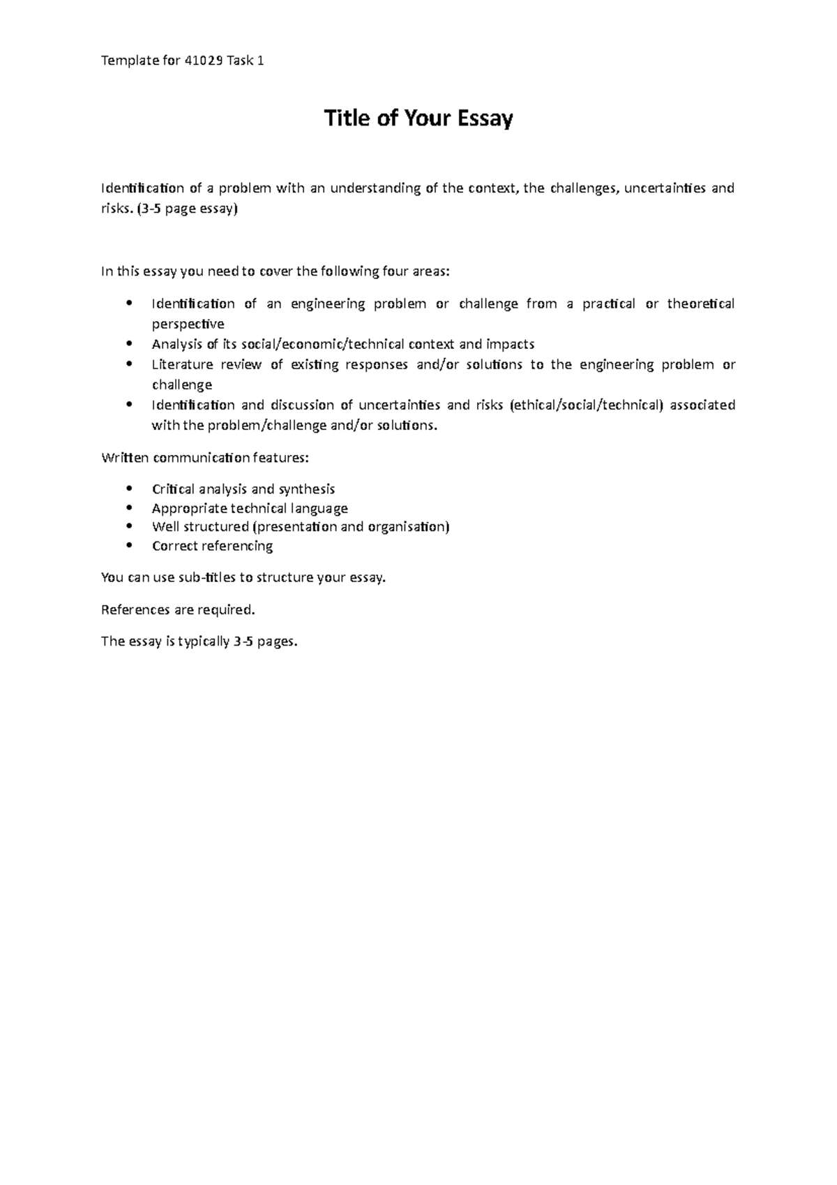 Task 1 template Task 1 Problem Analysis Brief - Template for 41029 Task ...