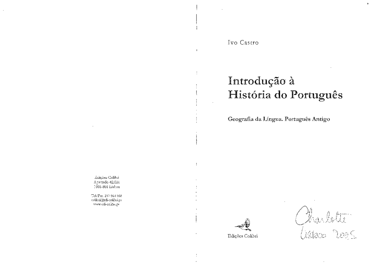 Introdução à História do Português Ivo Castro - Cultura Portuguesa ...