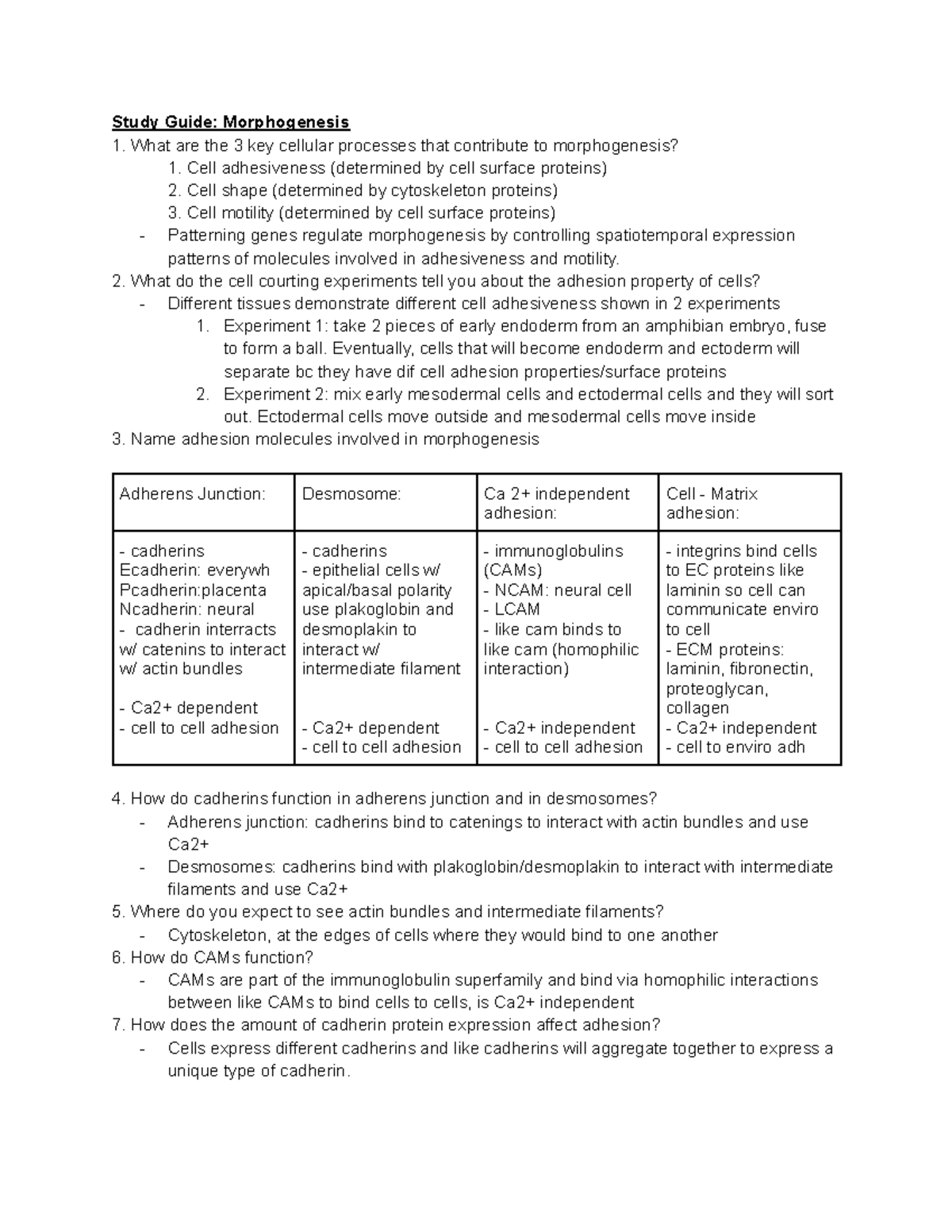 Dev bio sg mt3 - Dr. Lee, Developmental Biology Summer Session Midterm ...