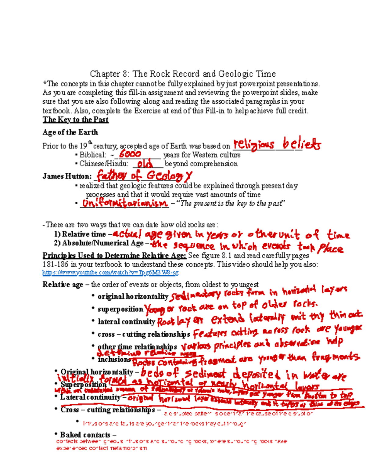 Ch 8 - The - Chapter 8: The Rock Record and Geologic Time *The concepts ...