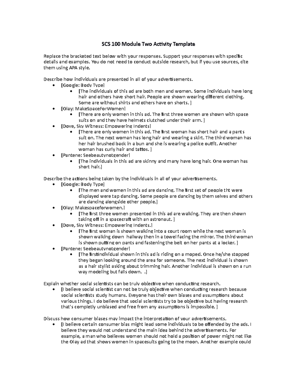 Module Two Assignment - SCS 100 Module Two Activity Template Replace ...