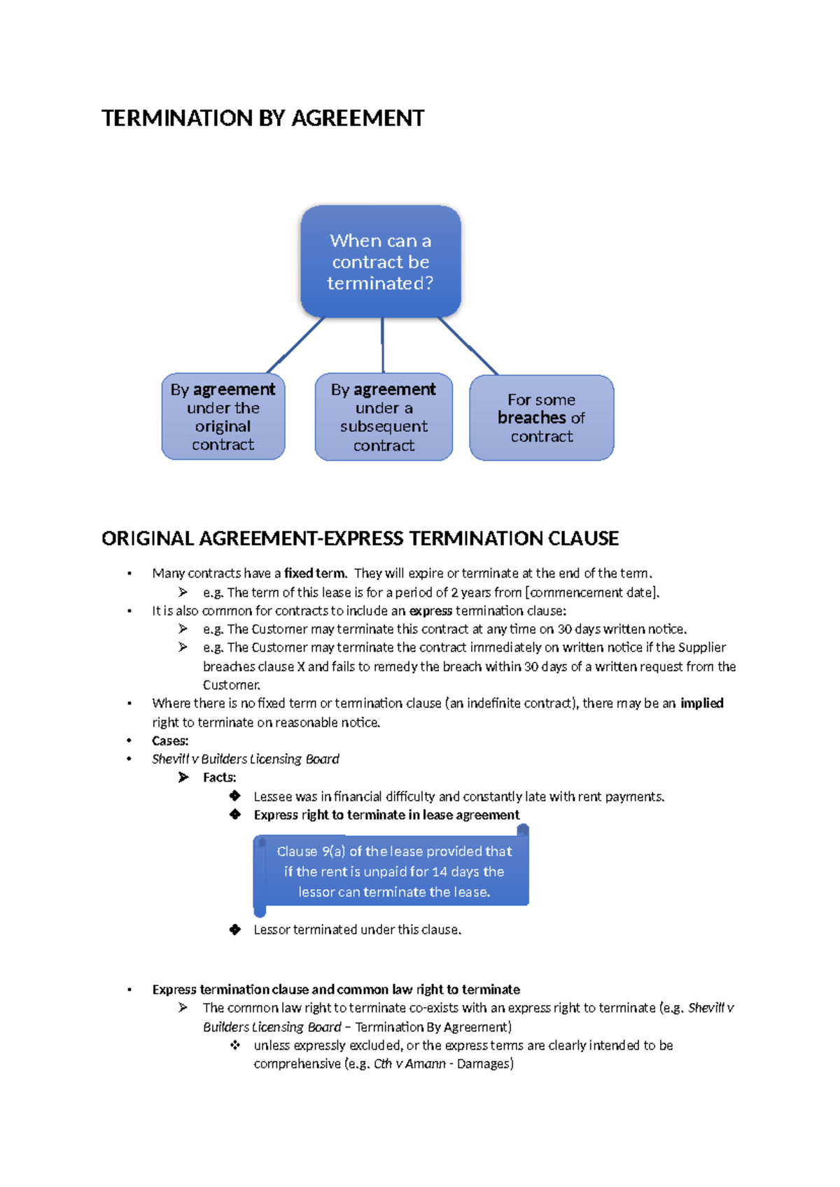 1-Termination by Agreement Exam Notes - TERMINATION BY AGREEMENT ...