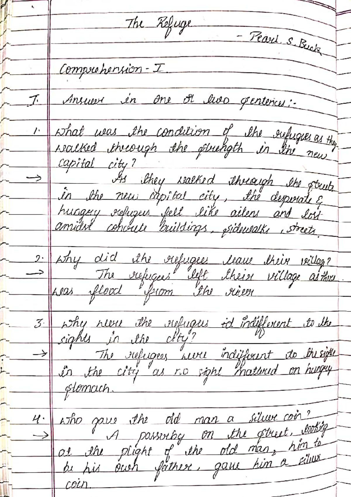 The refugee - adsfg - The Refuge Pearl. S Comprehension I. I Answer in ...