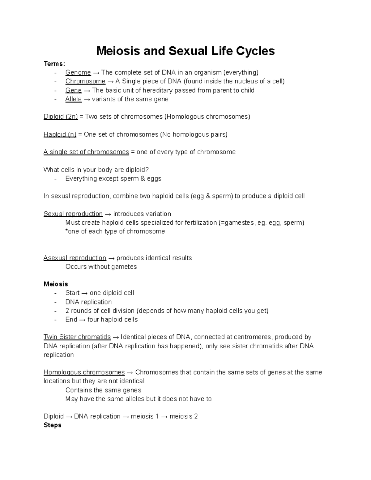 Module 1 - Chapter 13,14,15 - Google Docs - Meiosis and Sexual Life ...