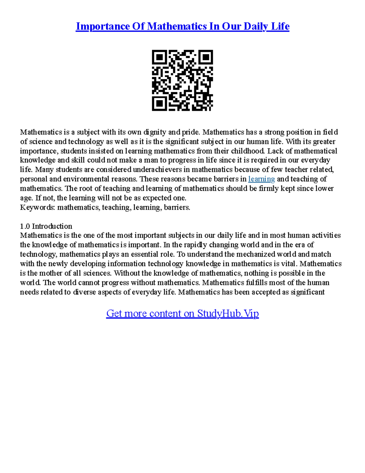 The Best Essay Writing Service - Importance Of Mathematics In Our Daily Life Mathematics is a ...