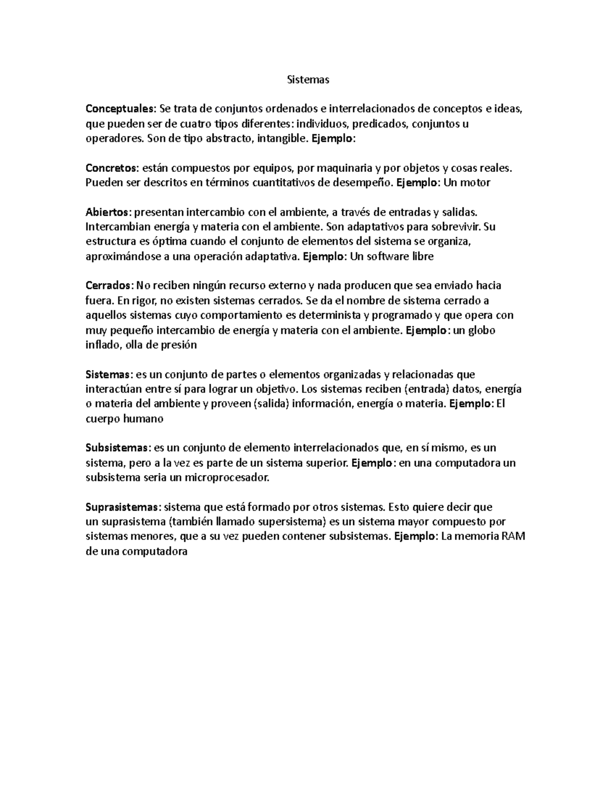 Tipos de sistemas - Sistemas Conceptuales: Se trata de conjuntos ...